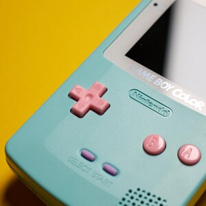 Baby Blue Game Boy Color: Laminated IPS Display & Pastel Pink Buttons ...