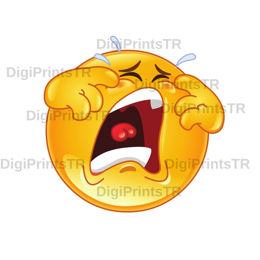 Cry Emoji Weeping Face Cut File Digital Print Emoji Cut File Face Svg ...
