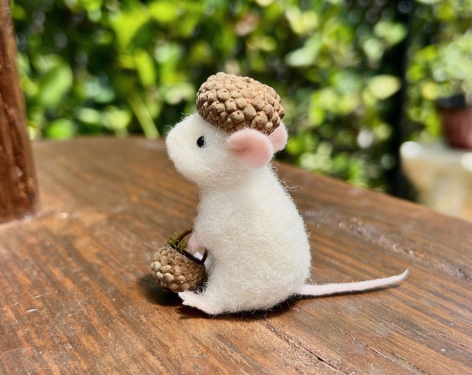 Made to Order - Acorn Hat and Basket Mouse - Cute Cottagecore Mushroom ...