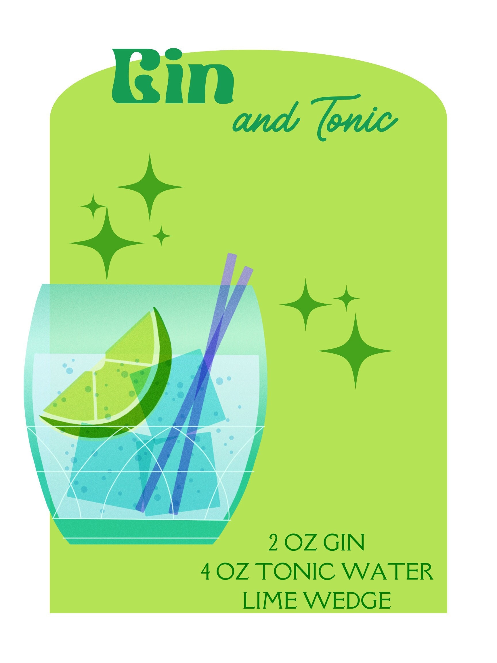 Gin and Tonic Wall Art Poster Print - Etsy