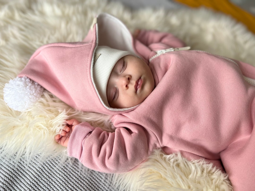 Baby Snowsuit: GOTS Organic Cotton Knit Hoodie Romper - Etsy