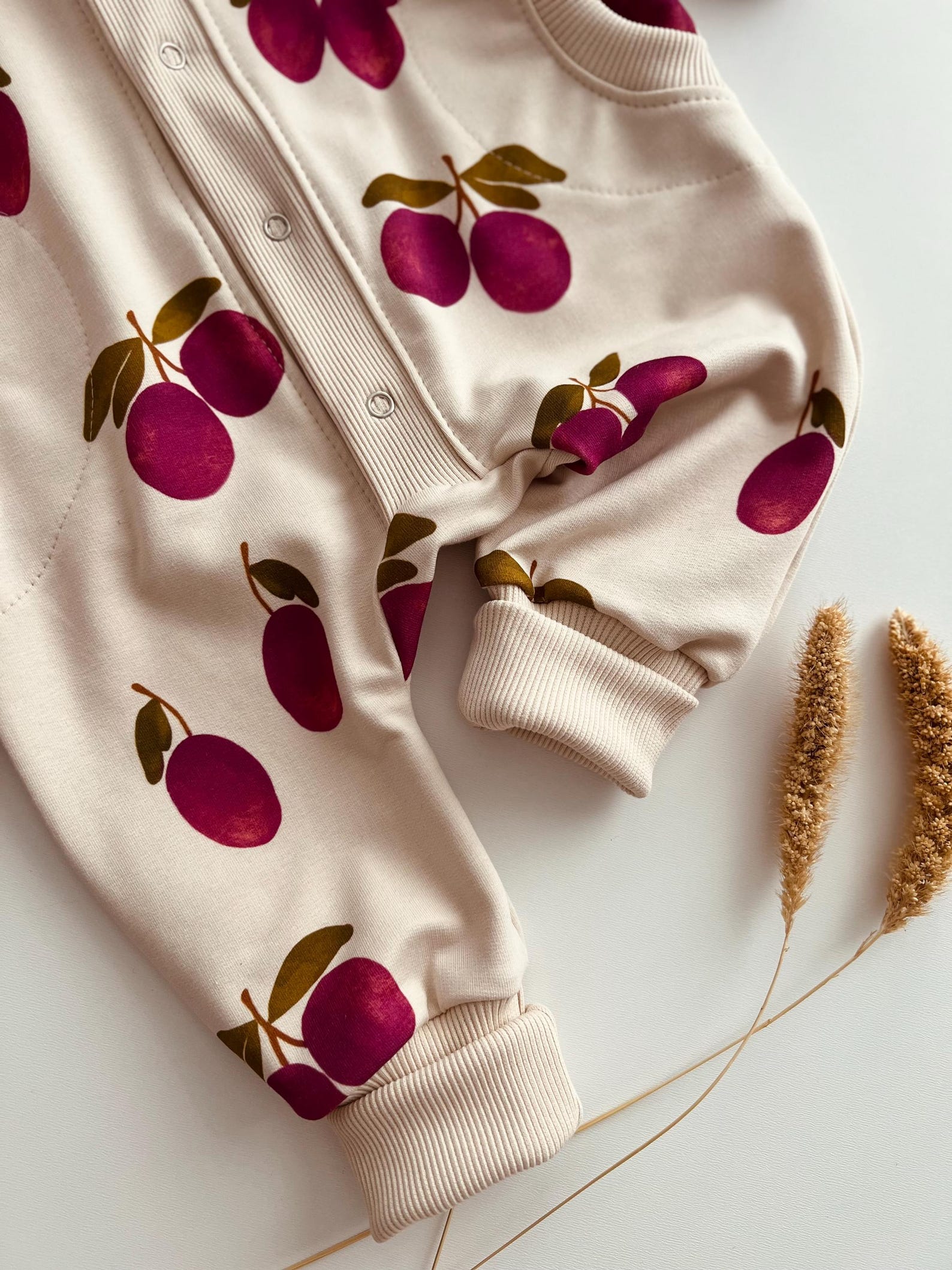 Plum Print Cotton Baby Romper and Beanie Set - Etsy