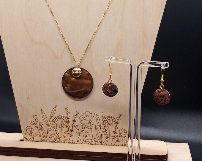 Round Shell Necklace With Capiz Shell Earrings, 18 Inch Stainless Steel ...