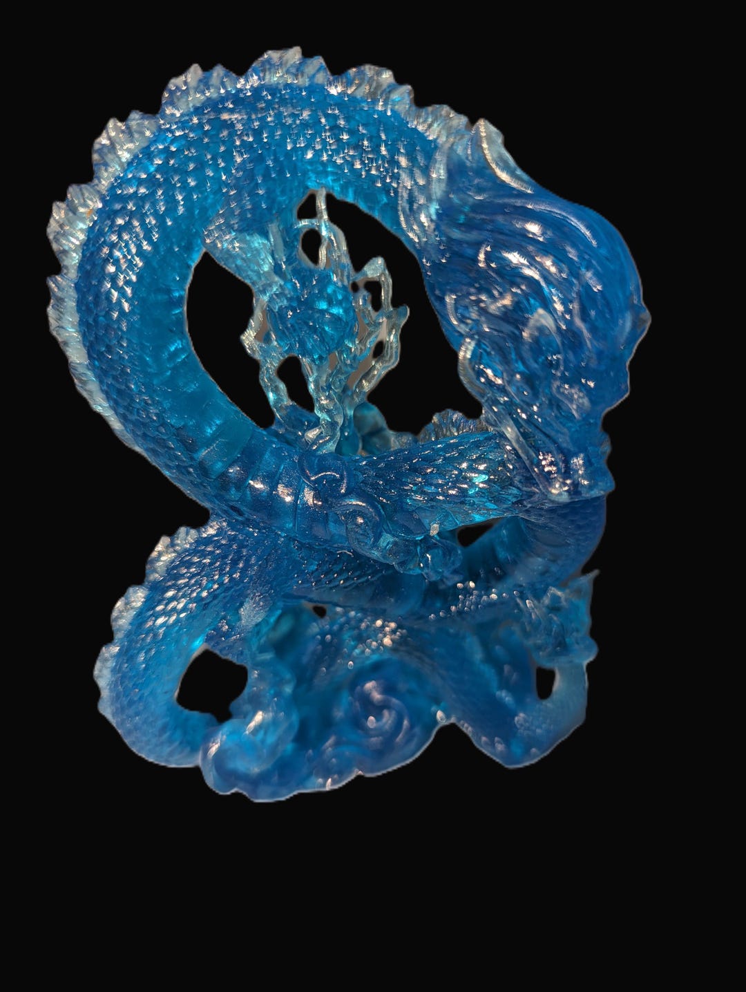 Translucent 3D Printed Resin Dragon Figurine: Intricate Crystal Fantasy ...