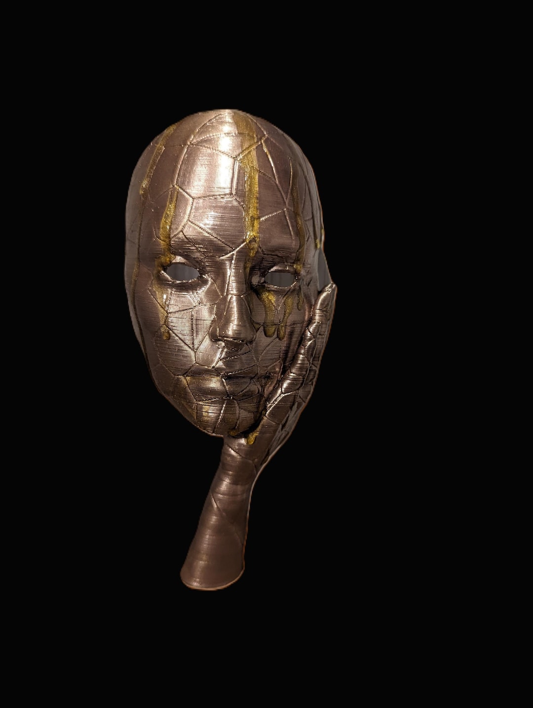 Futuristic 3D Cracked Amber Mask Wall Art - Modern Sculpture Replica ...