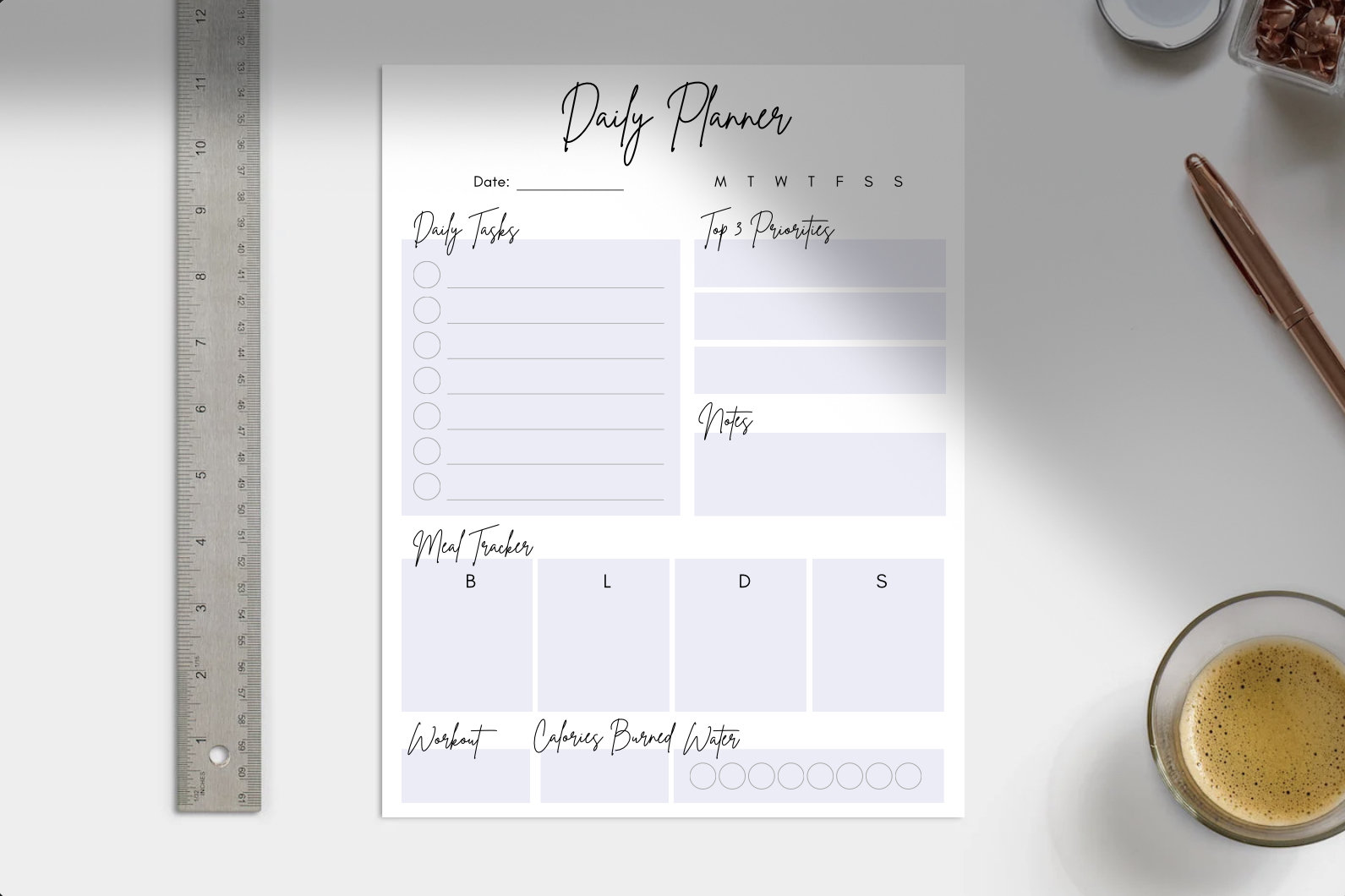 Daily Workout Planner, Instant Download, Daily Schedule, Workout ...