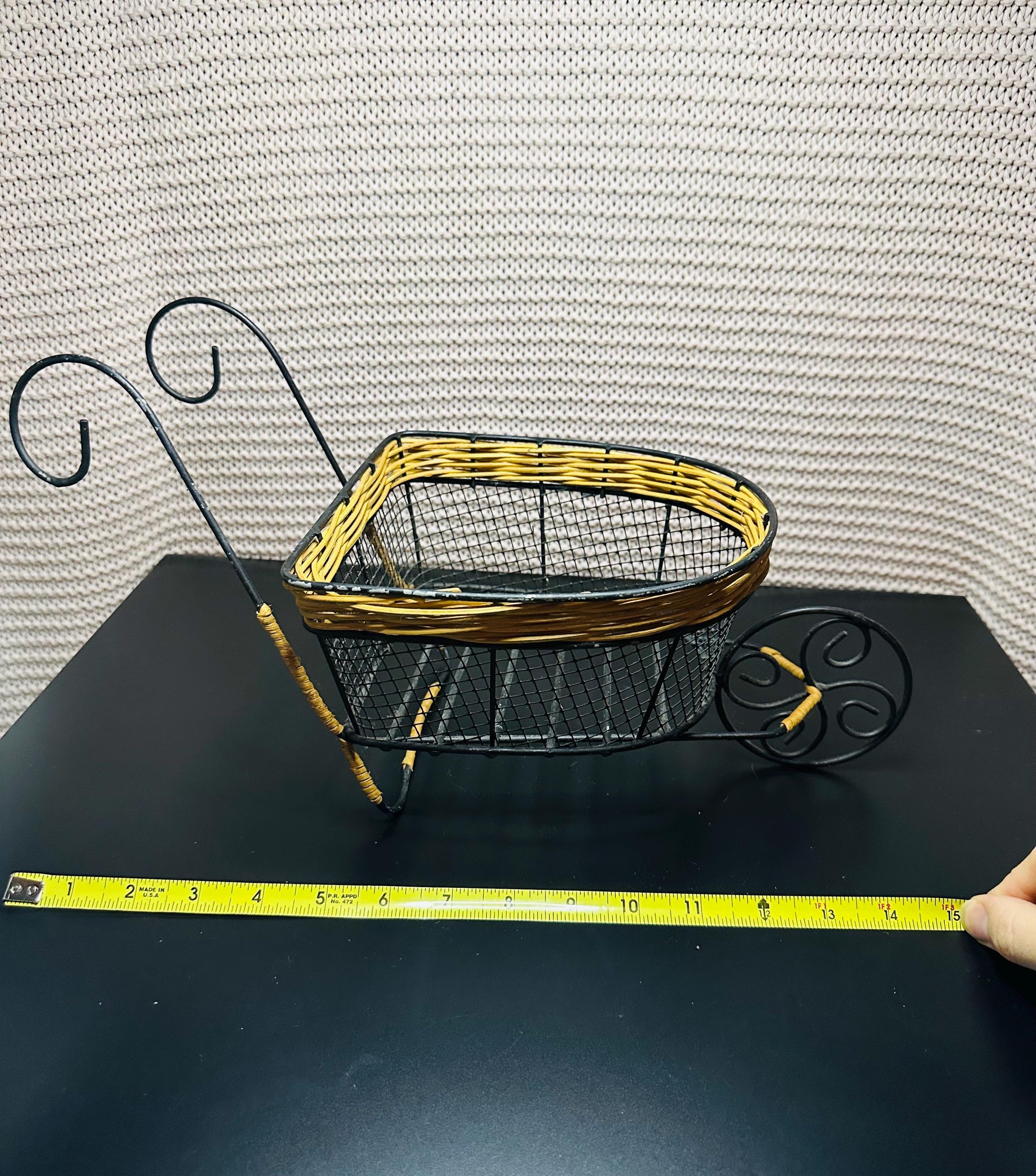 Flower Cart, Wheel Barrow, Wicker Basket, Home Decor, Metal Flower Cart ...