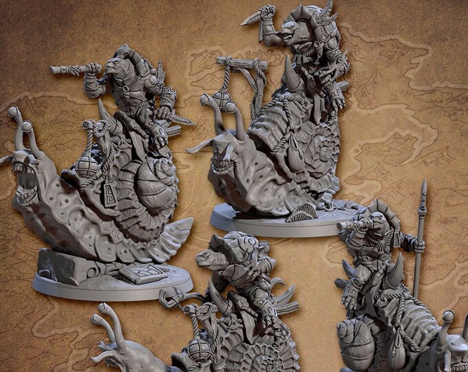 Turtlekin Snail Rider With Spear and Shield Beastfolk AG | Miniature ...