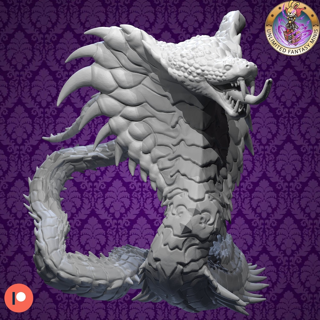 Giant Cobra Miniature - Unlimited Fantasy Minis - 28mm / 32mm / 36mm - Etsy