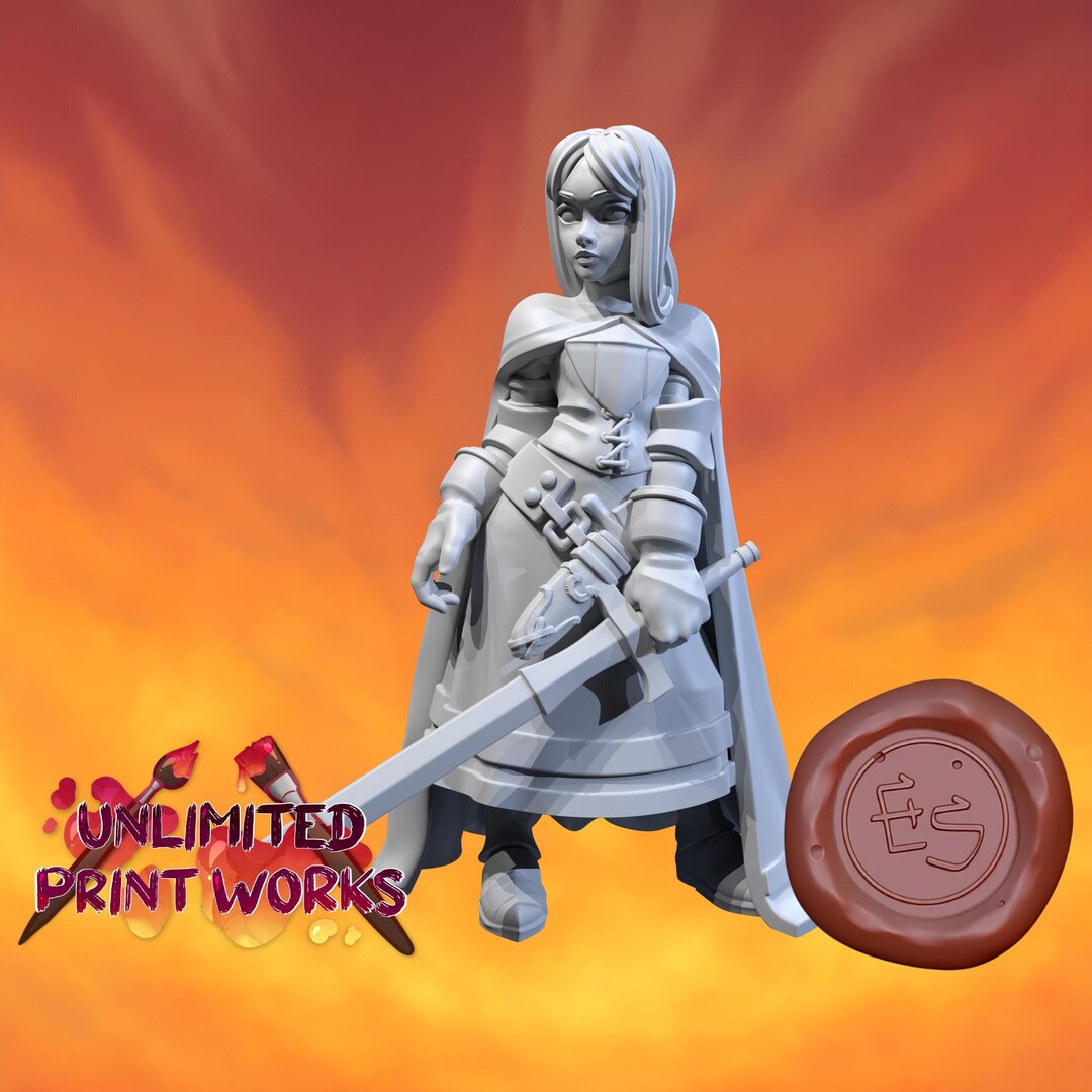 Female Knight Miniature - 28mm / 32mm / 36mm - Ethan Savage Studios ...