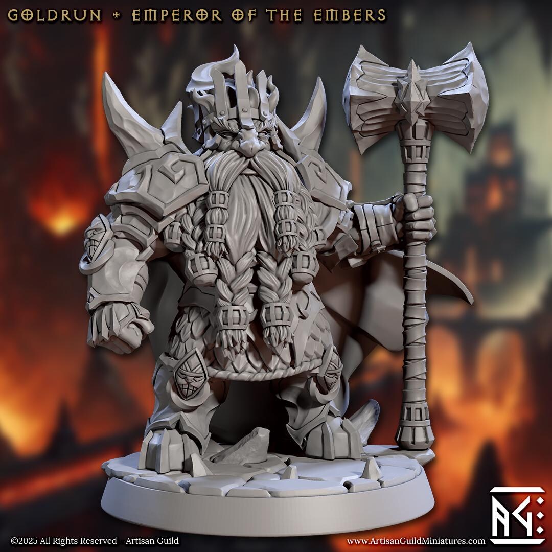 Emperor Dwarf Goldrun Miniature - 28mm / 32mm / 36mm - Artisan Guild ...
