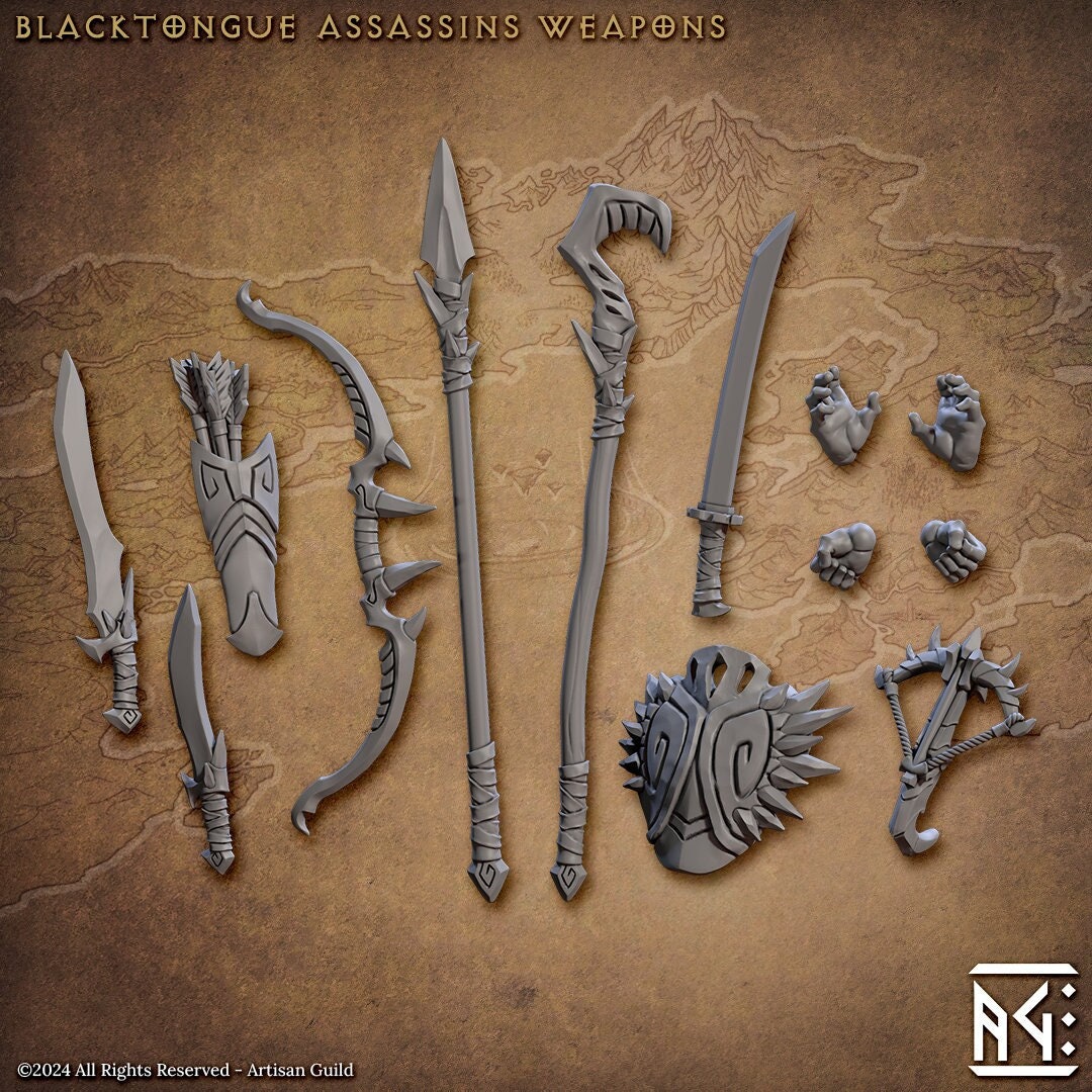 Blacktongue Assassins Weapons Set Artisan Guild 28mm / 32mm / 36mm - Etsy