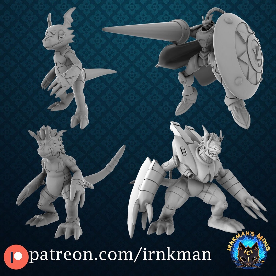 Guilmon Digivolution Line Miniatures - Irnkman's Minis - Etsy