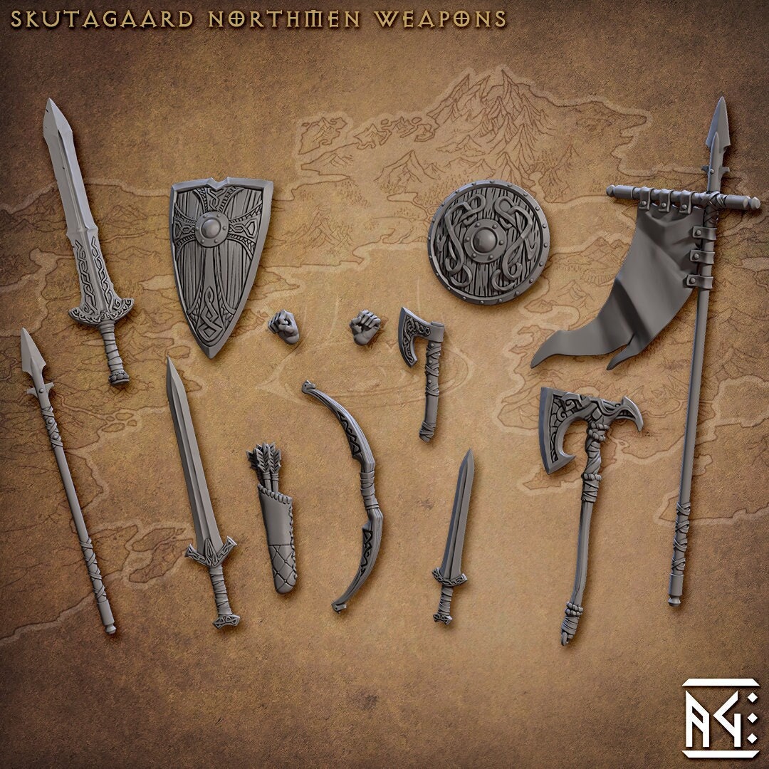Skutagaard Northmen Weapons Set - Artisan Guild - 28mm / 32mm / 36mm - Etsy