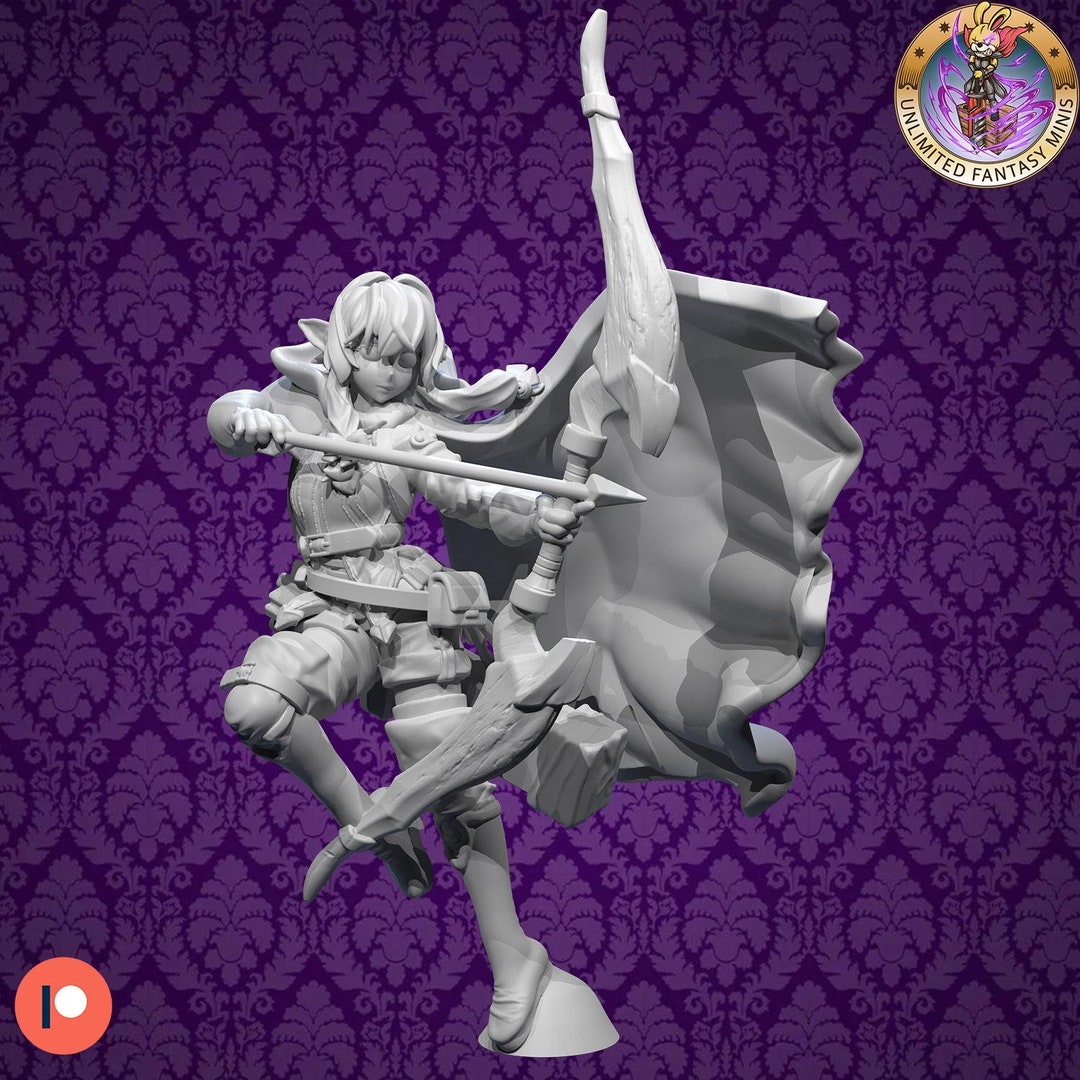 Elven Archer Miniature - Unlimited Fantasy Minis - 28mm / 32mm / 36mm ...