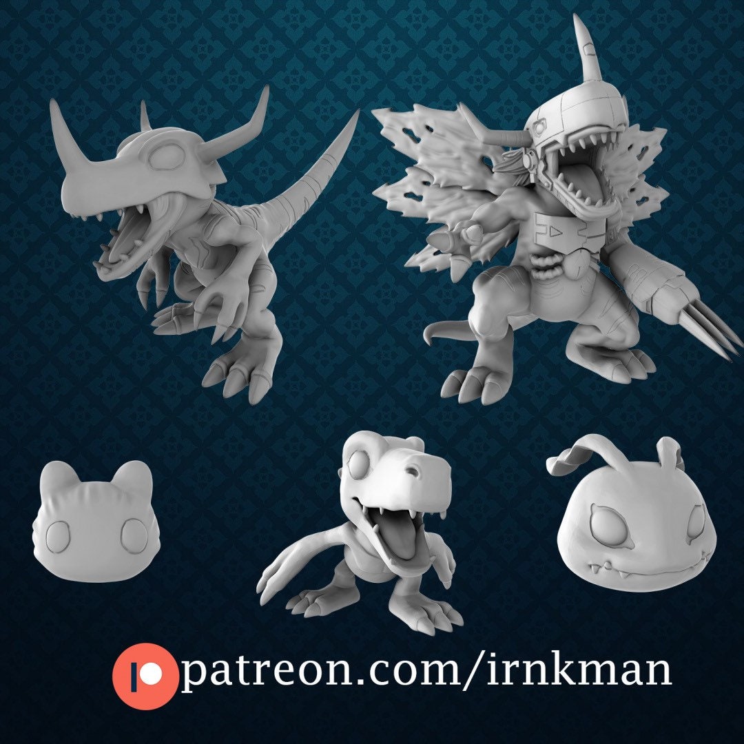 Greymon Digivolution Line Miniatures - Irnkman's Minis - Etsy