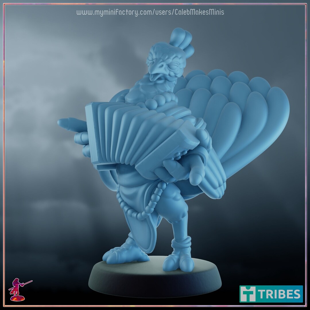 Peacock Bard Miniature Caleb Makes Minis 28mm / 32mm / 36mm - Etsy