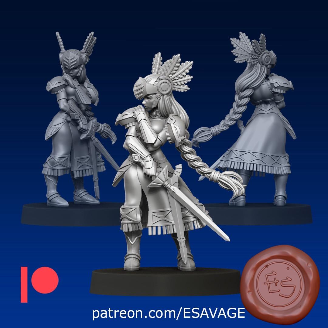 Valkyrie Miniature - Ethan Savage Studios - 28mm / 32mm / 36mm - Etsy