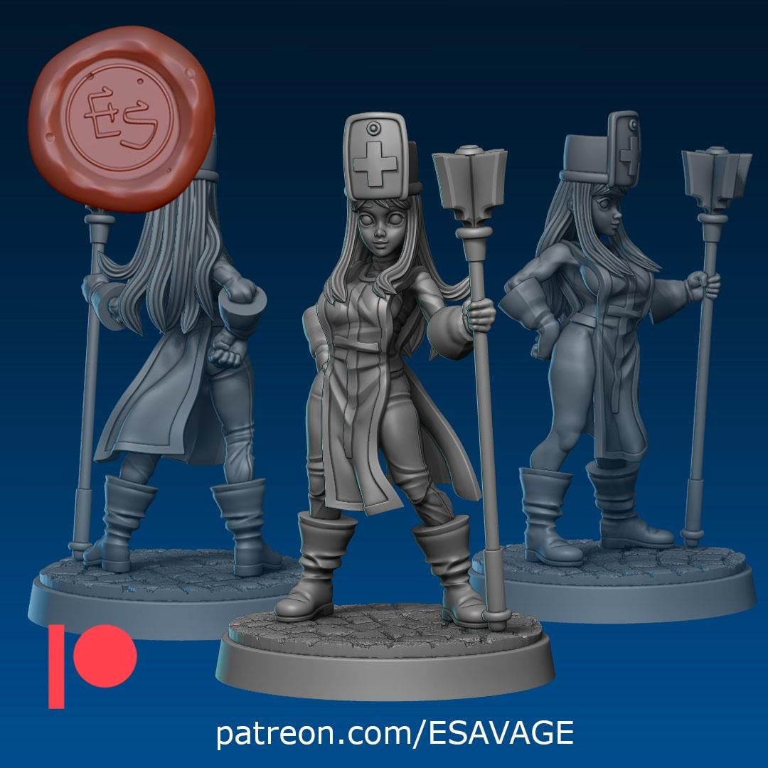 Priestess Miniature (3 Variations) - Ethan Savage Studios - 28mm / 32mm ...