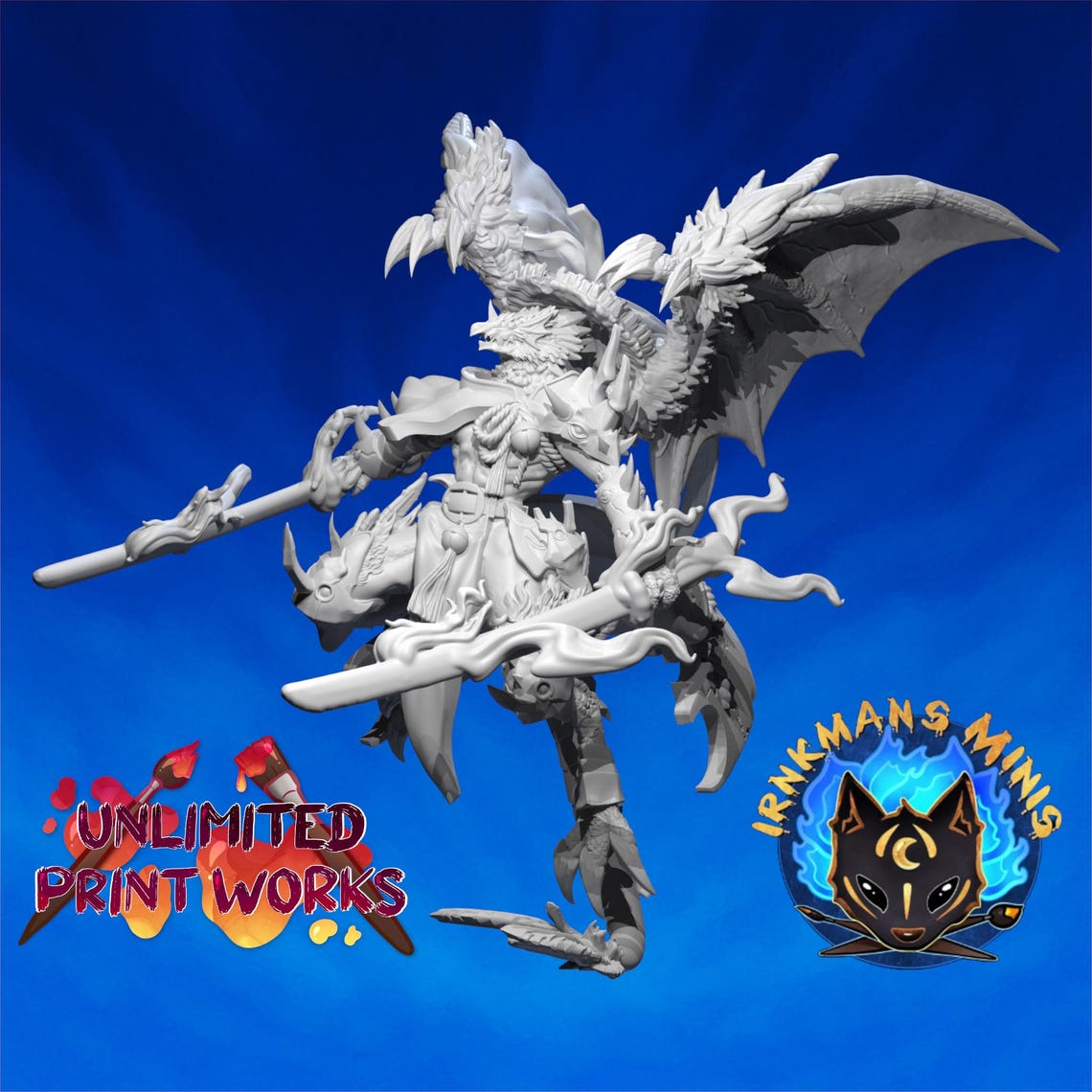 Dragon Ronin Miniature - 28mm / 32mm / 36mm - Irnkman's Minis - Resin ...