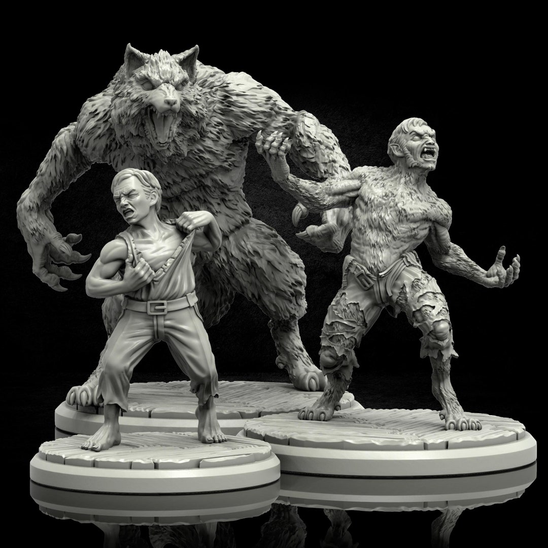 Werewolf Miniature (3 Phase Variations) - Adaevy Creations - 28mm ...