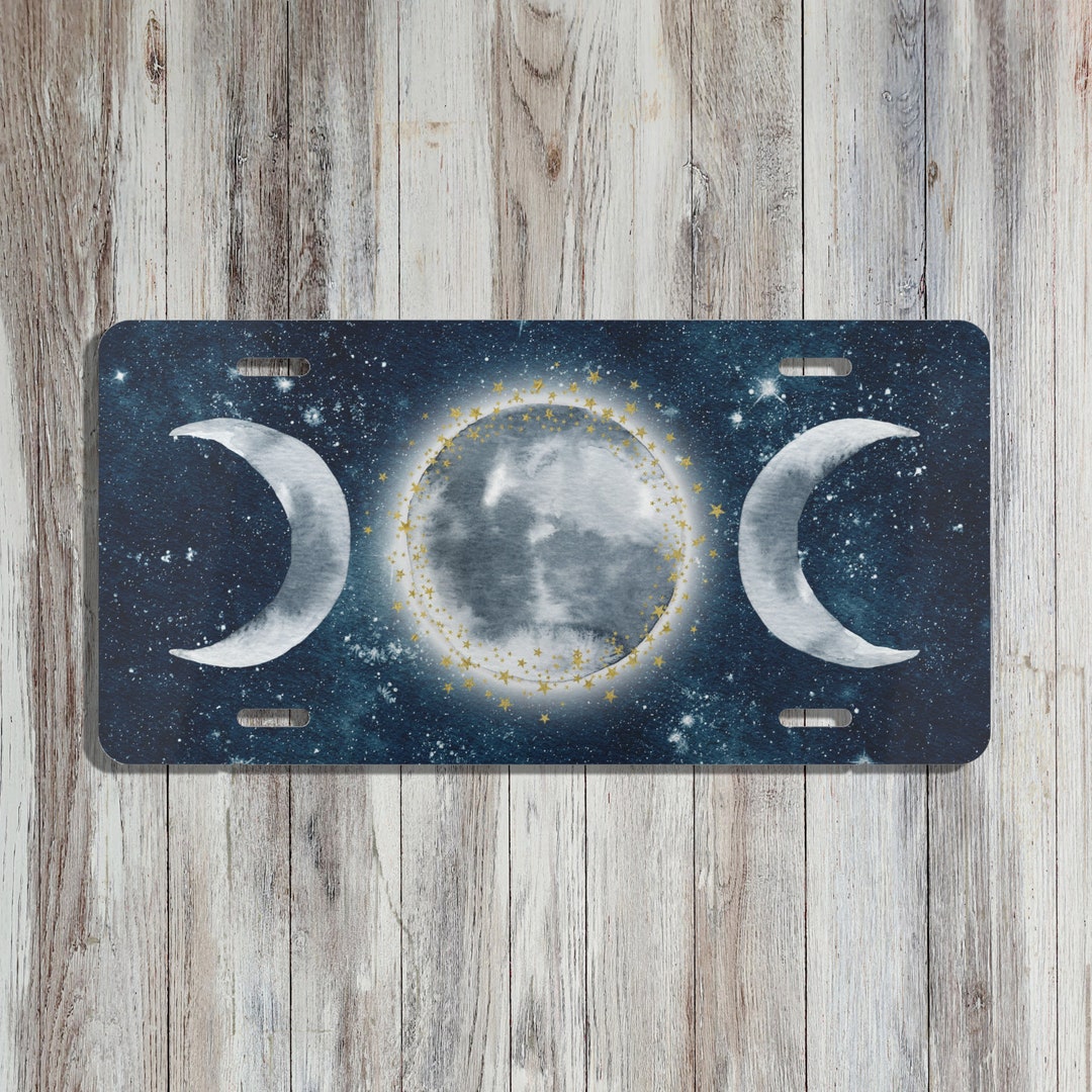 Night Sky Goddess Moons License Plate | Unique Watercolor Car ...