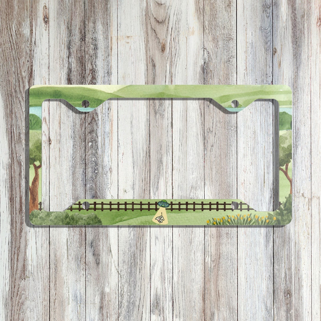 Cute UFO Beam Cow Slim License Plate Frame | Silly Unique Car ...