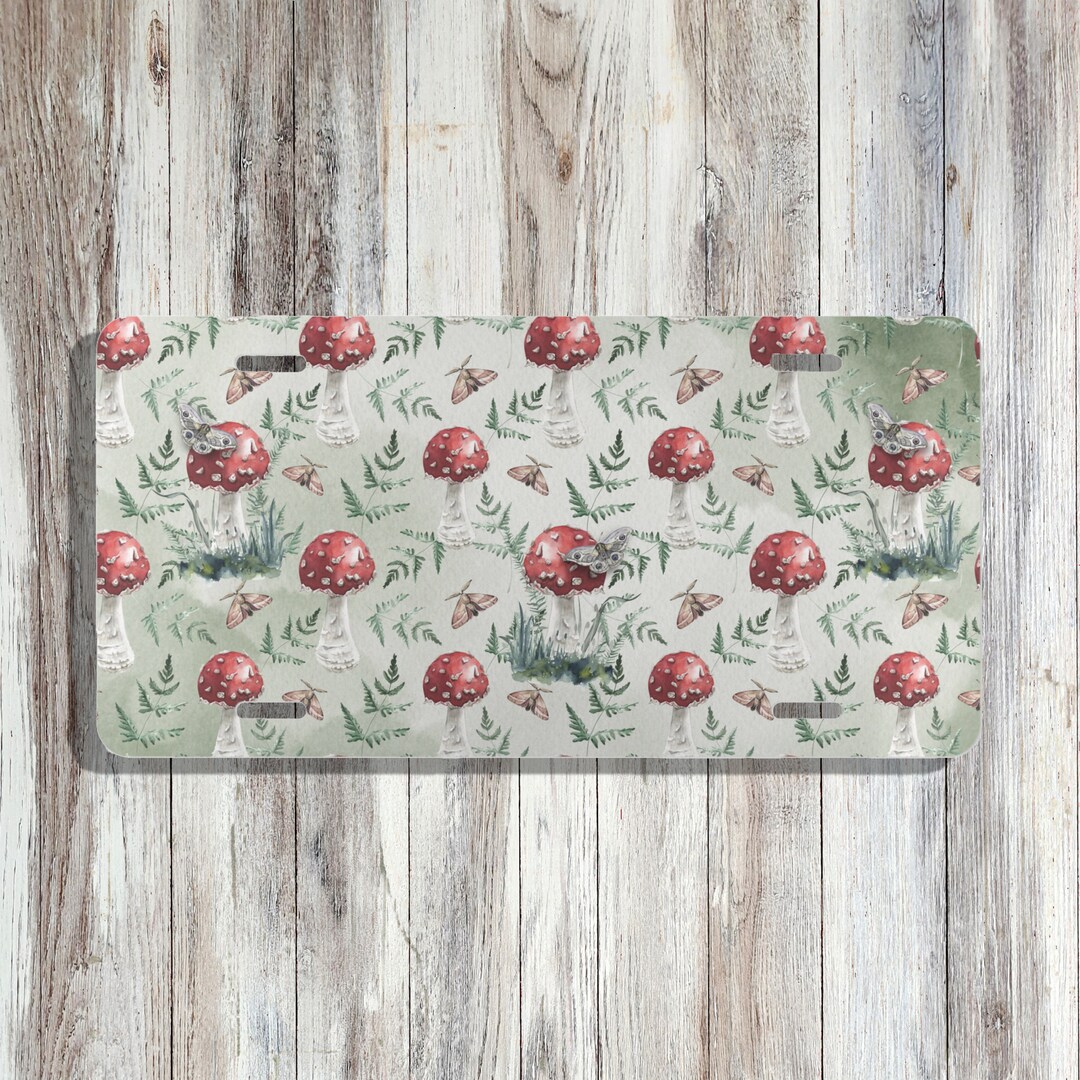Mushroom Moth Fern Leaf License Plate | Unique Car Accessories for Him ...