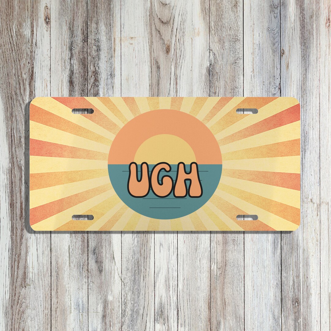 Ugh Sunset Sun Rays License Plate | Unique Car Accessories for Her ...