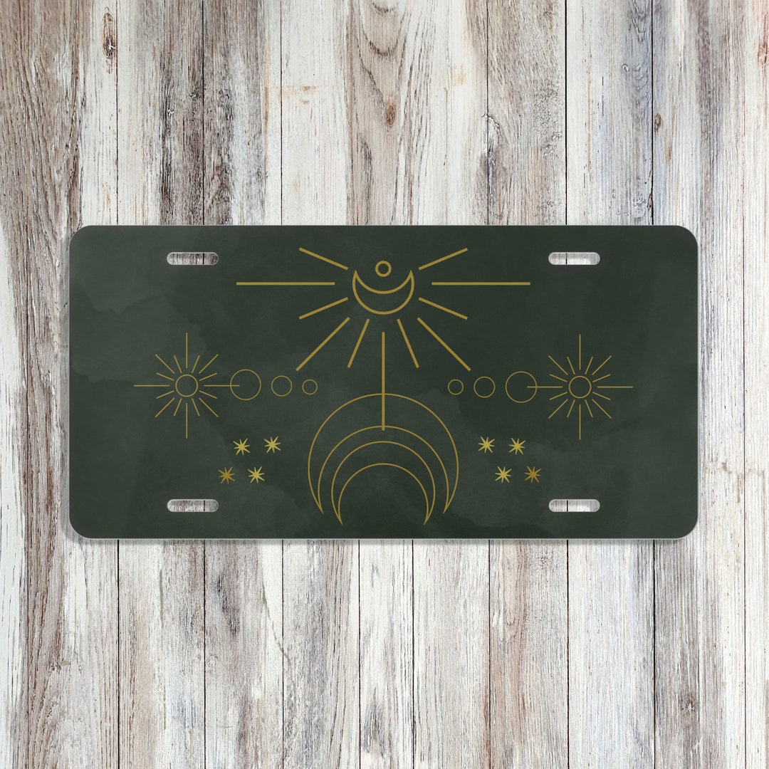Celestial Moon and Stars Aluminum License Plate | 6x12 | Front Car ...
