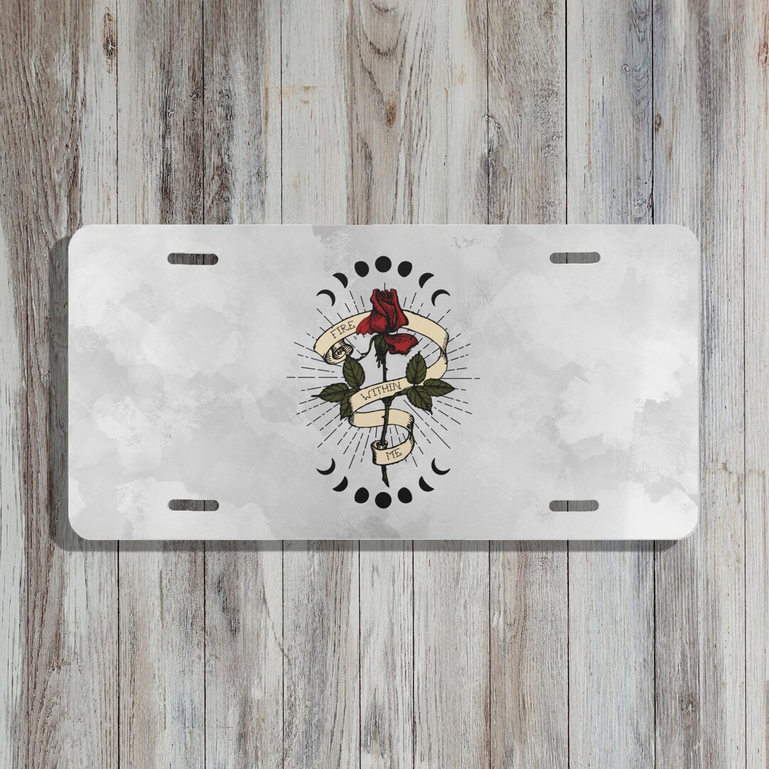 Tattoo Style 'fire Within Me' License Plate | Unique Car Accessories ...