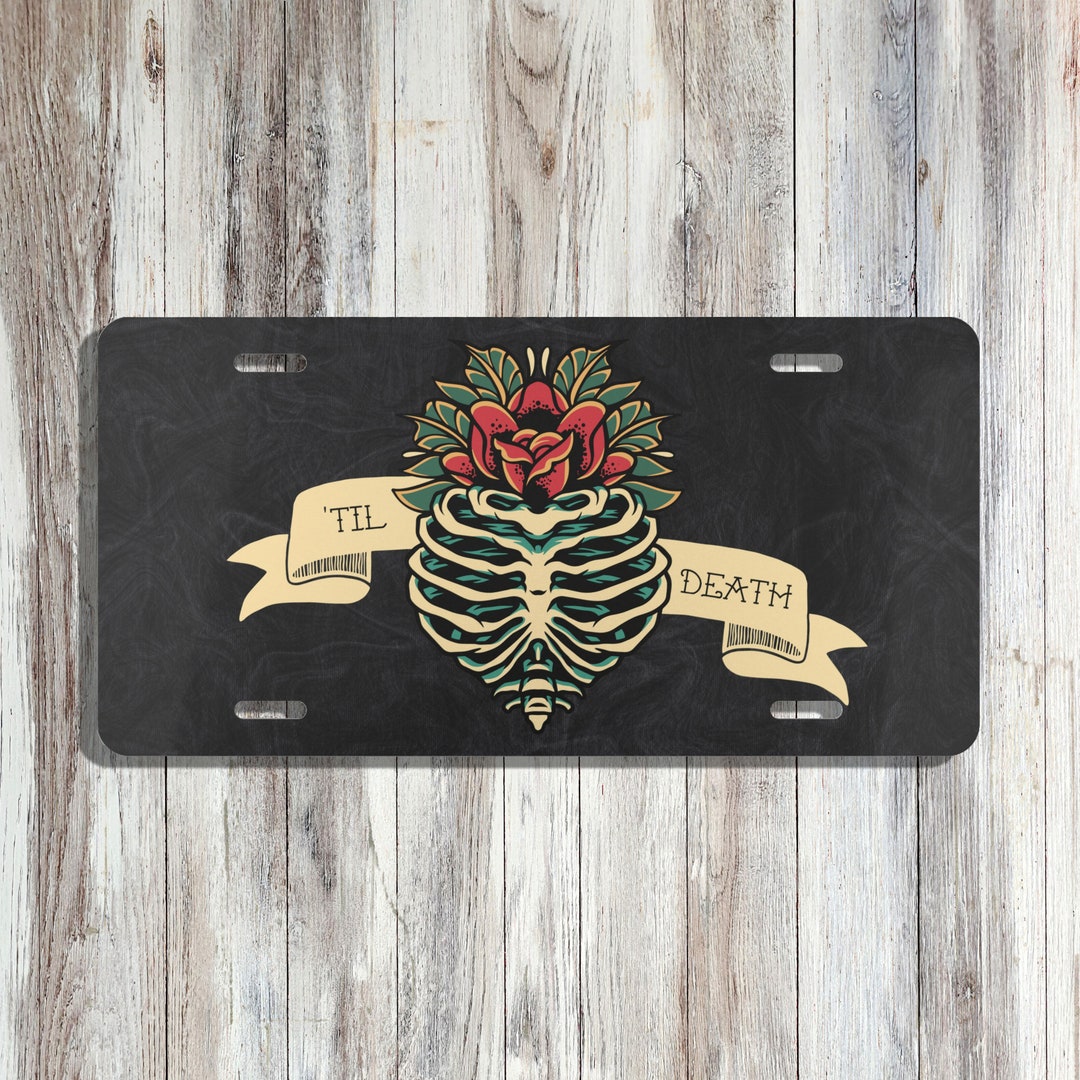 Dark 'til Death Love License Plate Her Him - Skull Goth Valentines ...