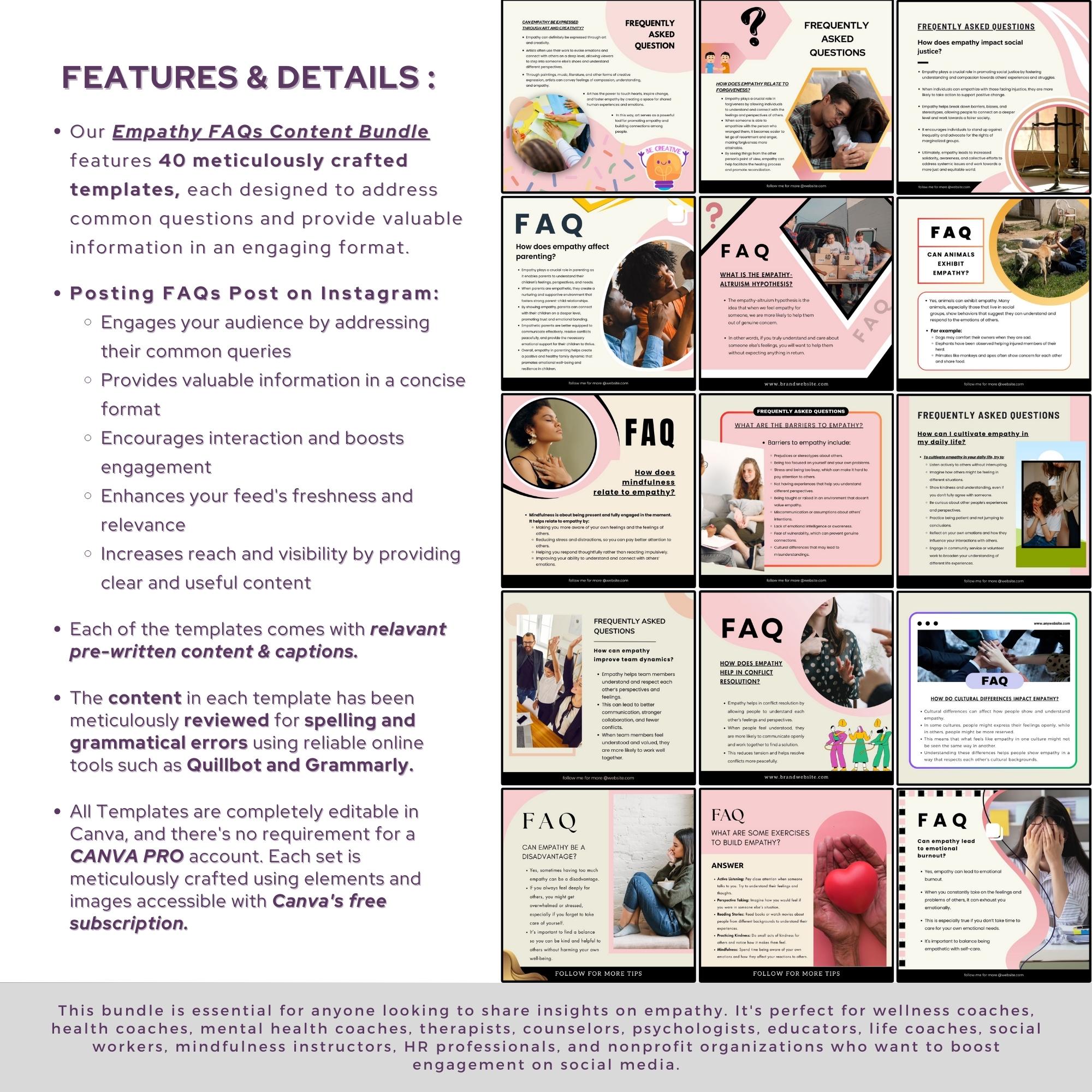 40 Empathy Faqs Instagram Templates, Social Skills Canva Template, Pre ...