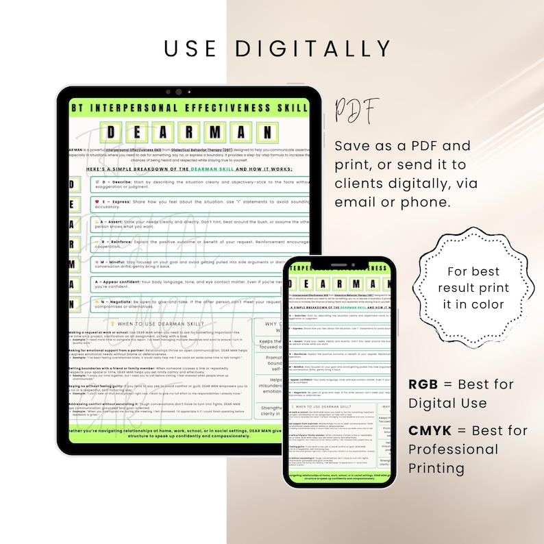 DBT DEARMAN Skill Handout: Editable Canva Template & Printable PDF - Etsy