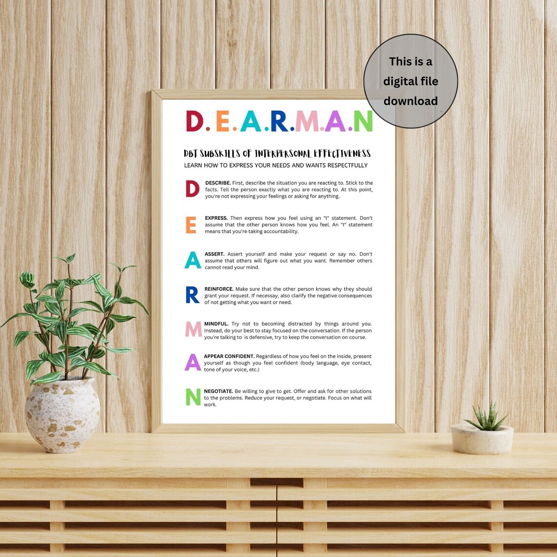 Dear Man Poster DBT Poster Mental Health Poster Therapy - Etsy
