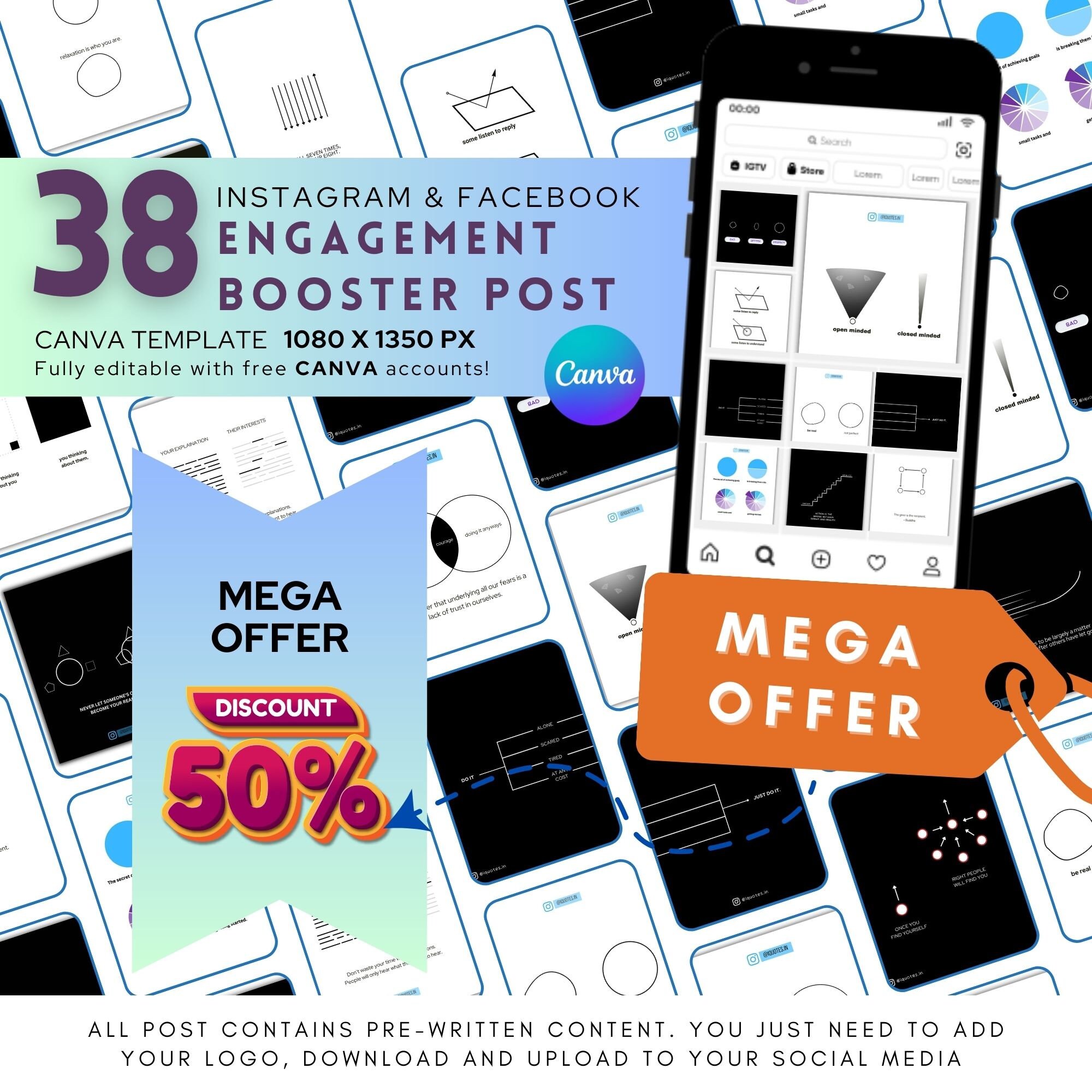 Instagram Engagement Booster, Canva Templates, Social Media Posts ...