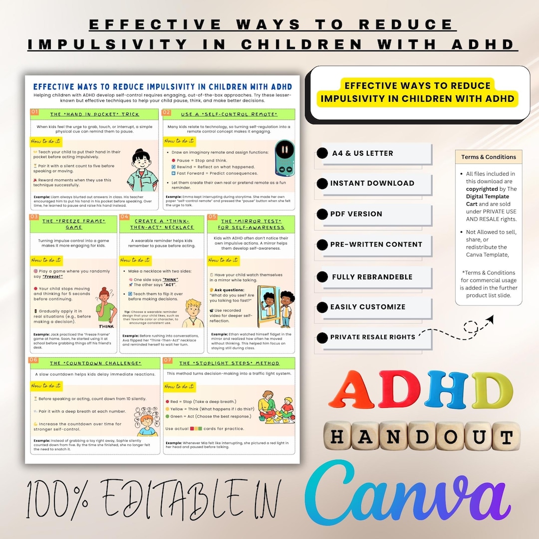 ADHD Handout, Effective Ways to Reduce Impulsivity in Children With ...