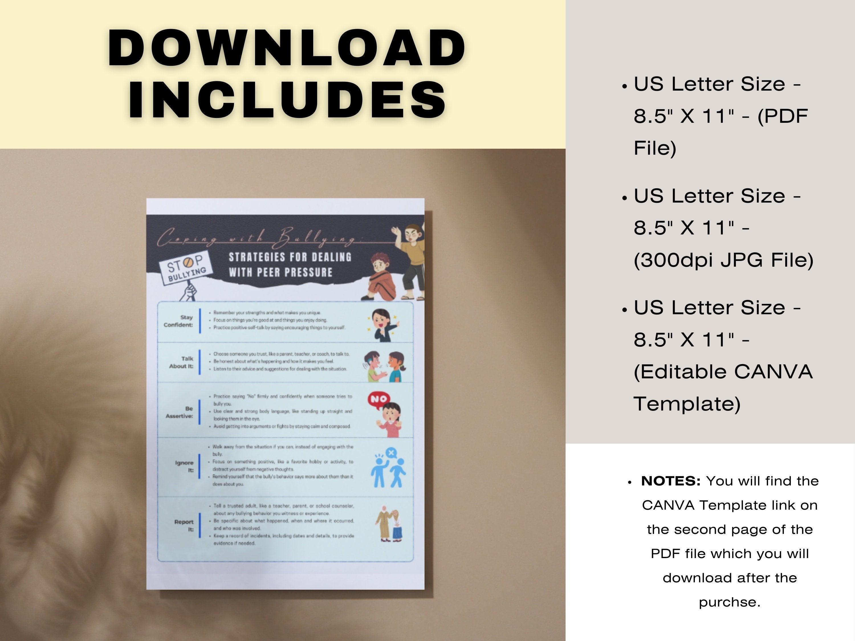 Bullying Coping Strategies Handout: School Counselor Resource (PDF ...
