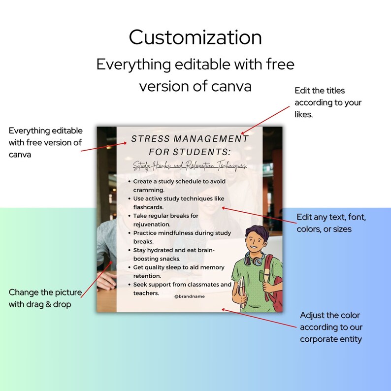 Stress Management Instagram Bundle: 50 Counselor Social Media Post ...