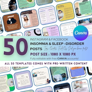 50 Insomnia and Sleep Disorder Instagram Post, Mental Health Canva ...