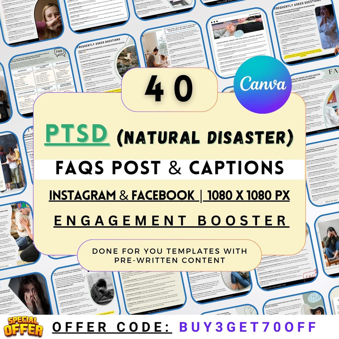 PTSD Instagram Posts, PTSD Natural Disaster Faqs Bundle, Post Traumatic ...