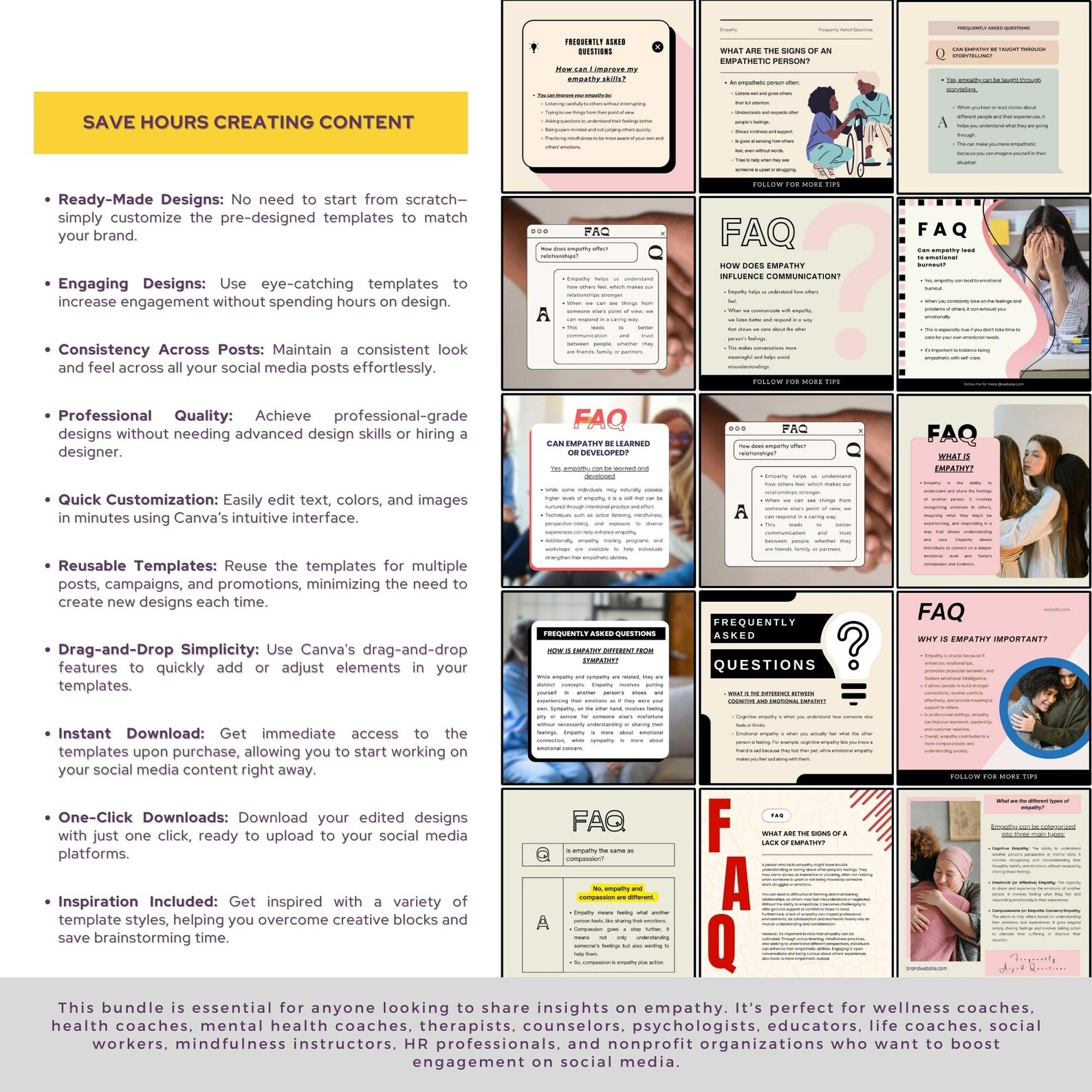 40 Empathy Faqs Instagram Templates, Social Skills Canva Template, Pre ...