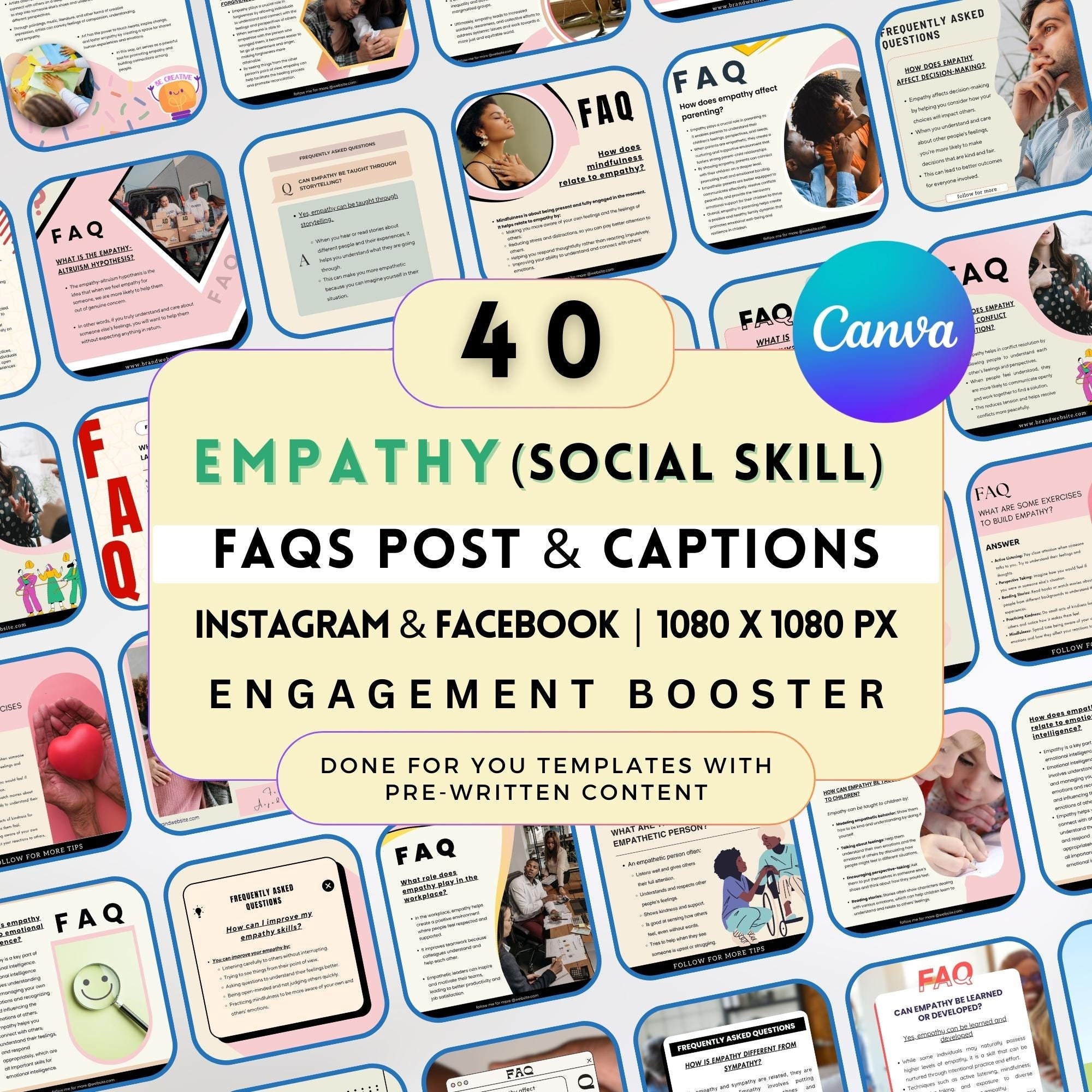 40 Empathy Faqs Instagram Templates, Social Skills Canva Template, Pre ...