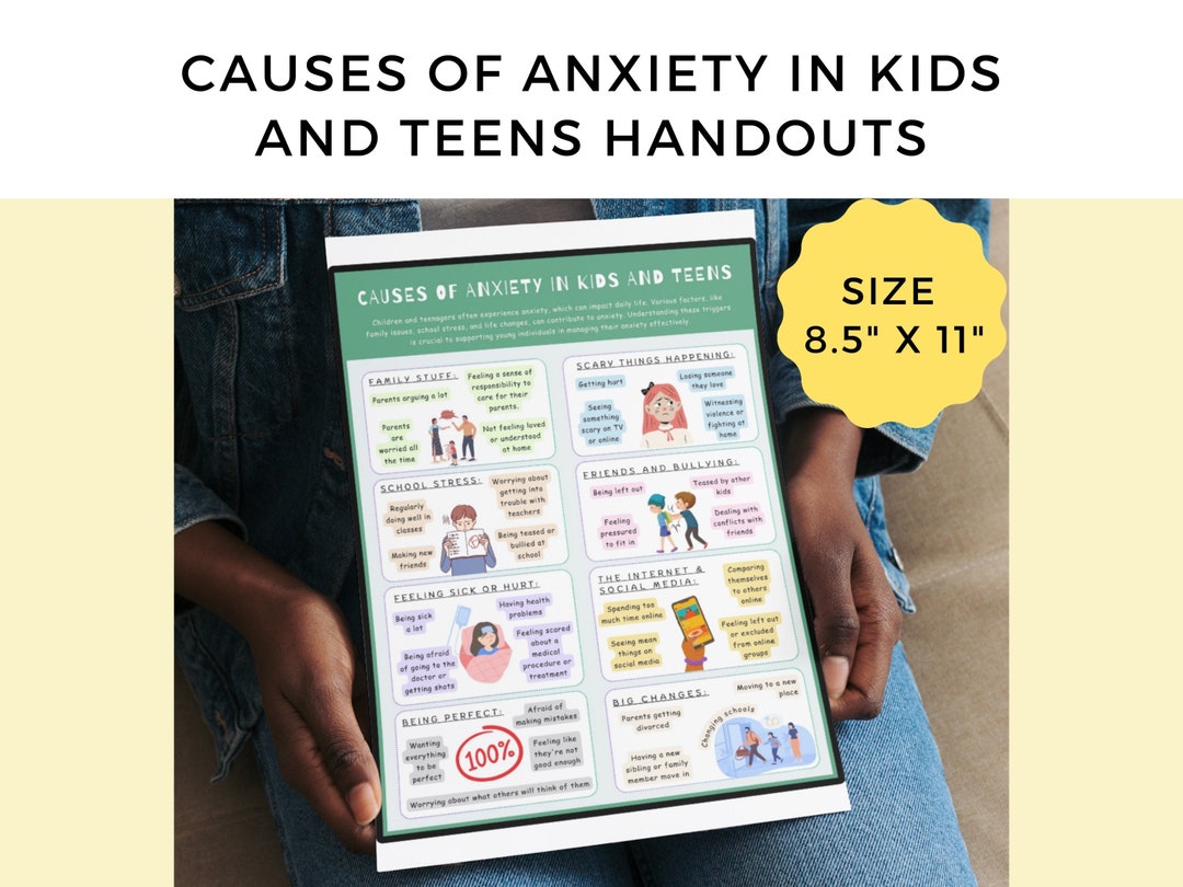 Causes of Anxiety in Kids and Teens Printable Poster Handout Cheat ...
