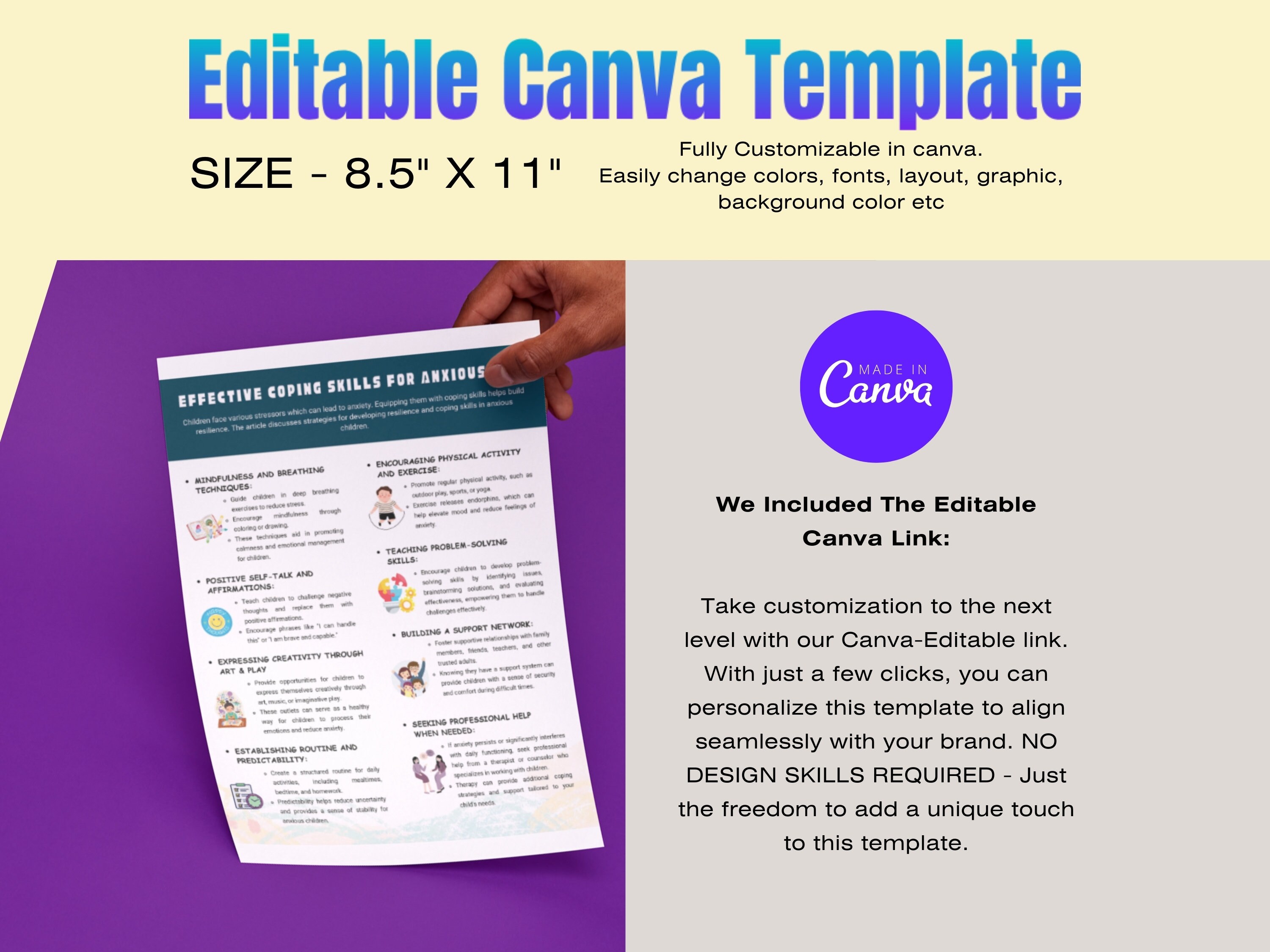 Anxiety Coping Skills Printable Poster, Anxiety Awareness Handouts ...