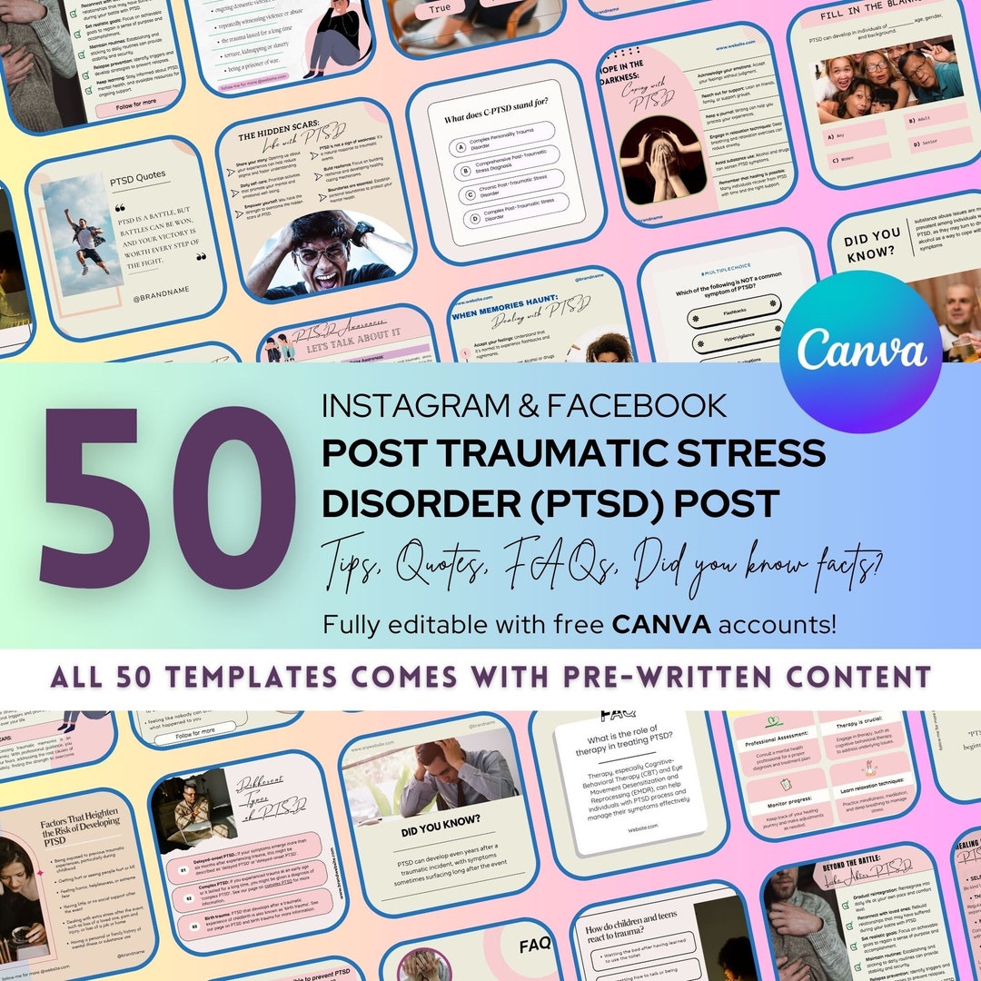50 Post Traumatic Stress Disorder Post, PTSD Instagram Template, Mental ...