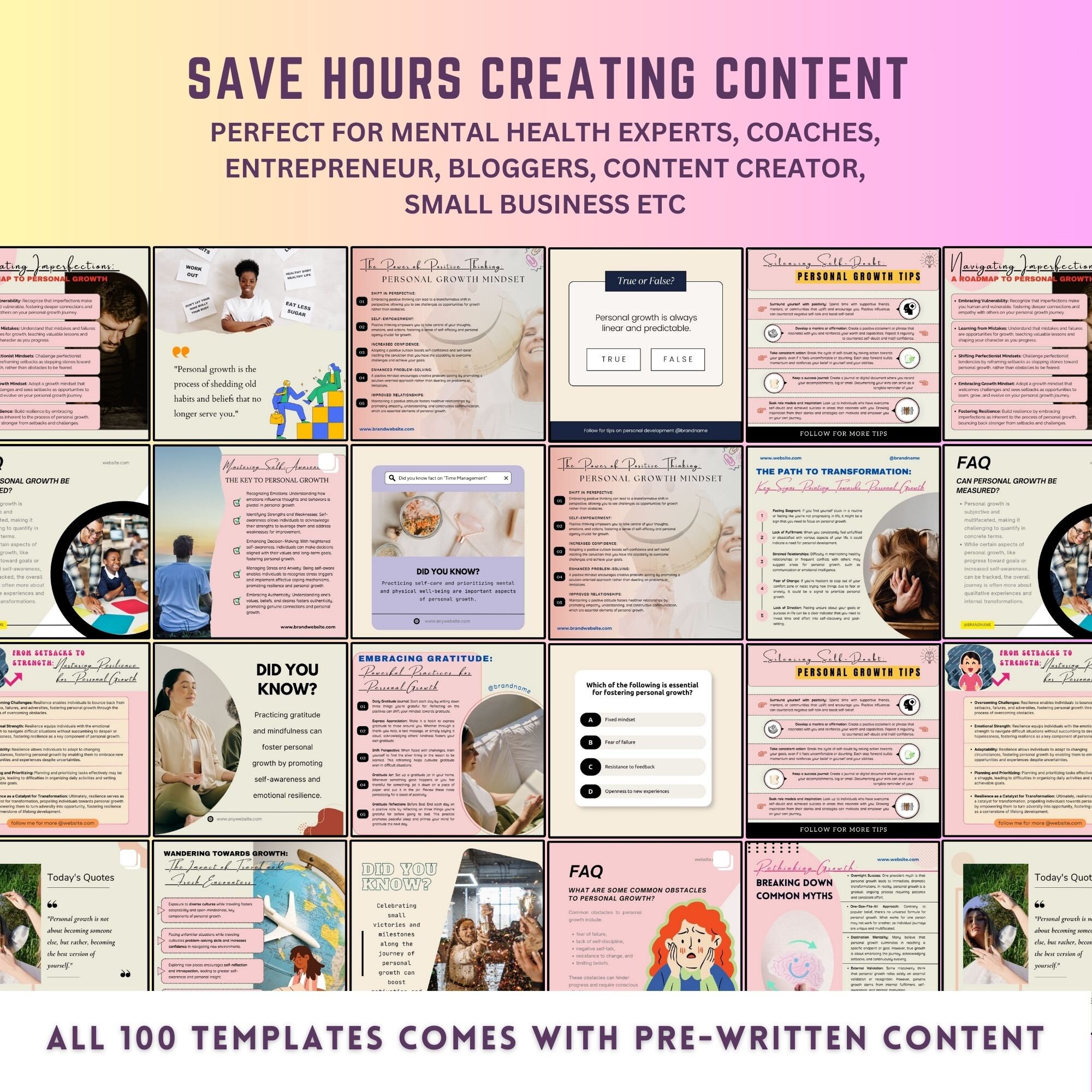 100 Personal Growth Instagram Templates, Canva Template, Done for You ... 100 Personal Growth Instagram Templates, Canva Template, Done for You ...