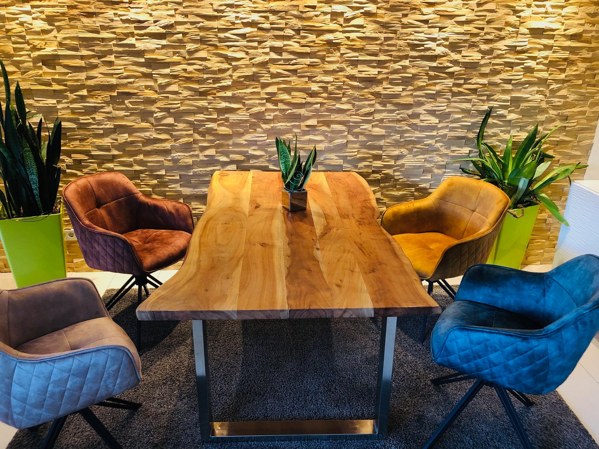 Design Stuhl LOFT Drehbar Braun Retro Design Gestell Schwarz ...