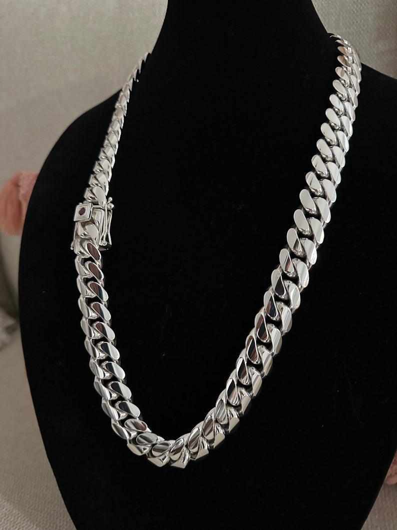 18.5mm 30inch 999 Pure Solid Silver Hand Made Cuban Link With Real Red ...