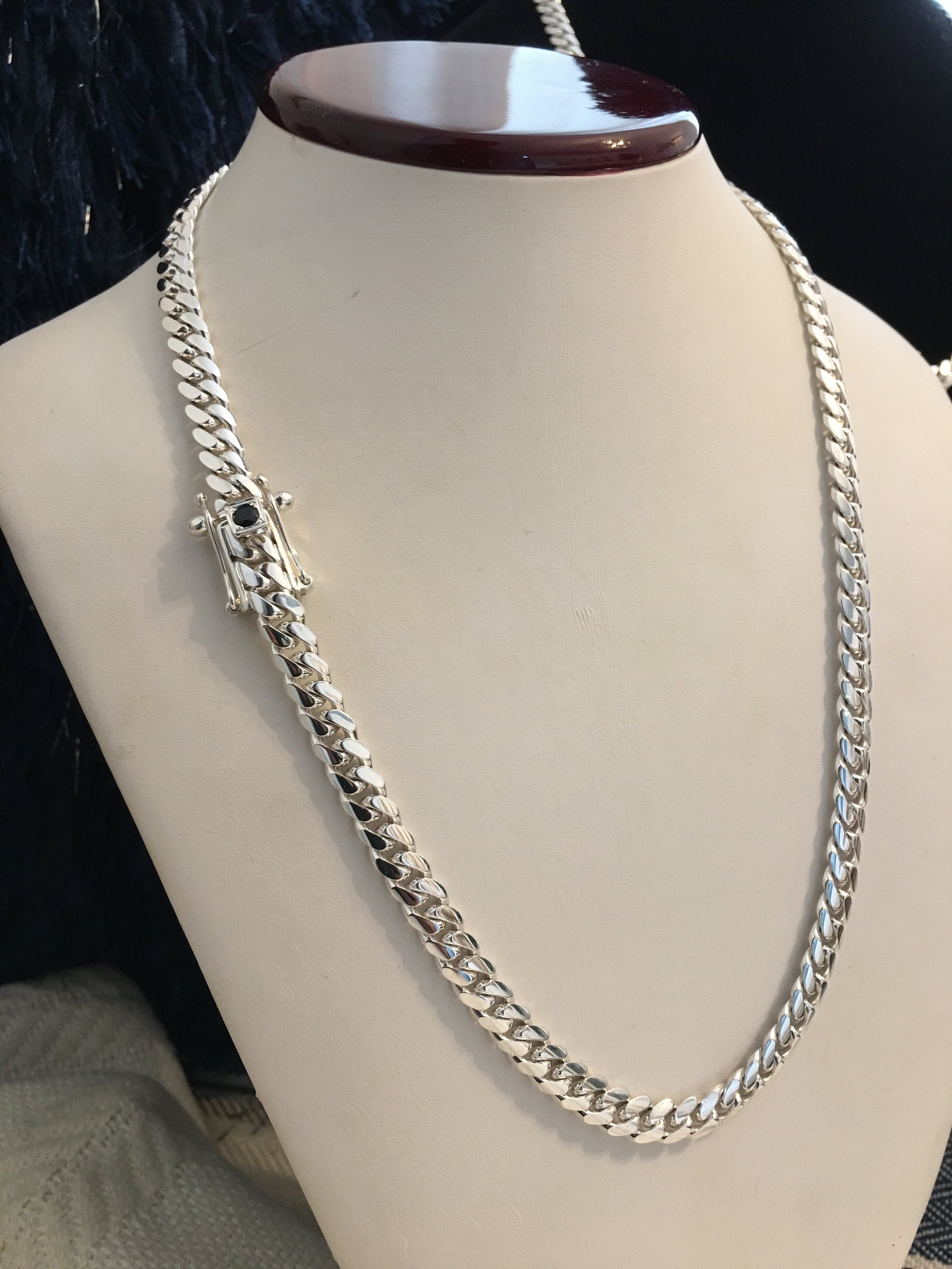7mm 22inch 999 Pure Solid Hand Made Cuban Link Necklace with Real ...